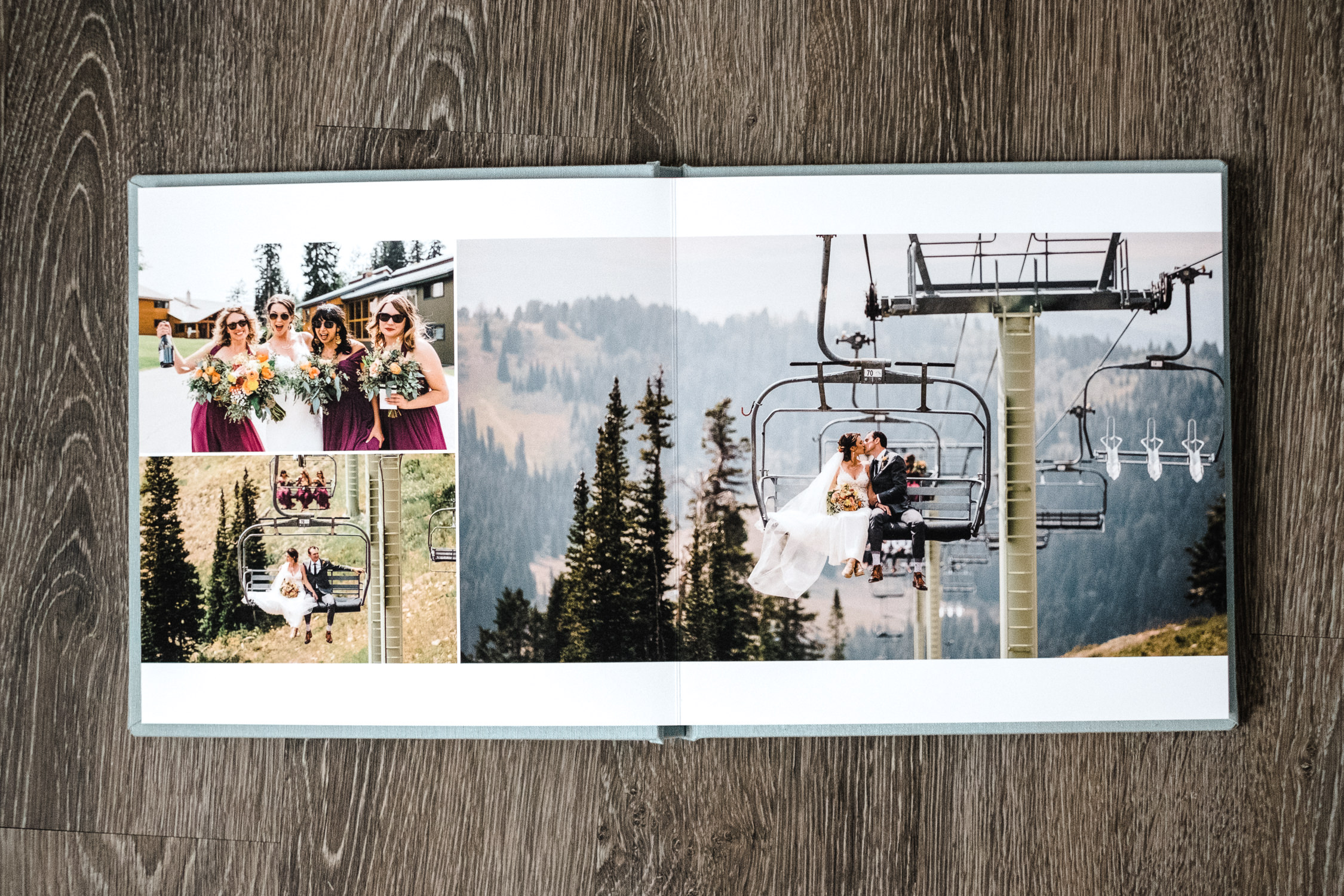 10x10 Jackson Hole Wedding Album - Asahi Soft Blue Gold with Gold ...