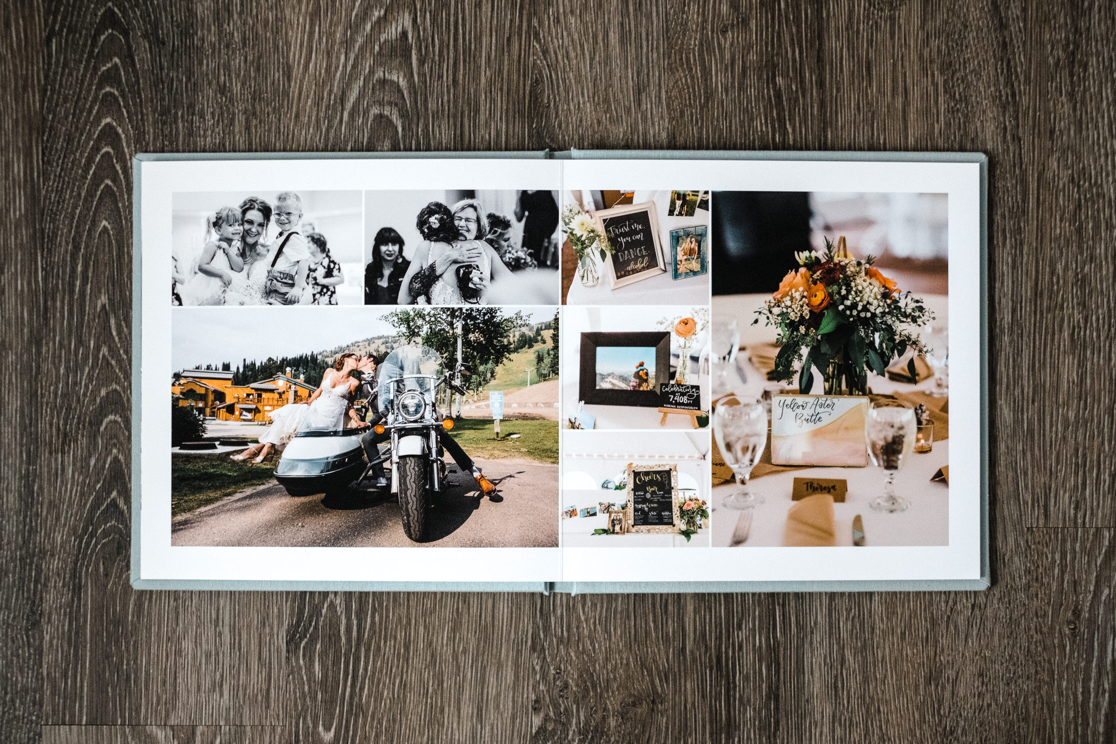 10x10 Jackson Hole Wedding Album - Asahi Soft Blue Gold with Gold ...