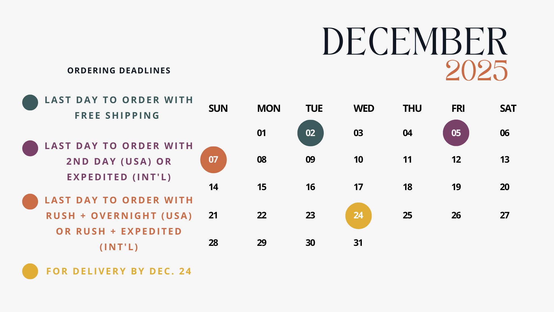 2025 Holiday Deadlines | visionart